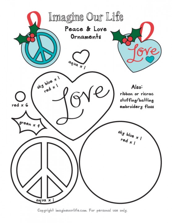 Peace & Love Felt Ornament Patterns | Imagine Our Life