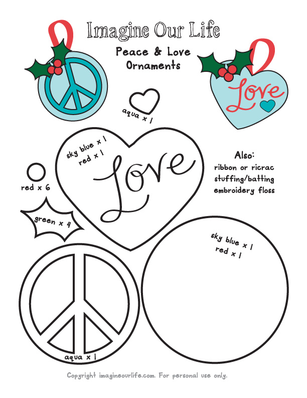 Peace & Love Felt Ornament Patterns | Imagine Our Life